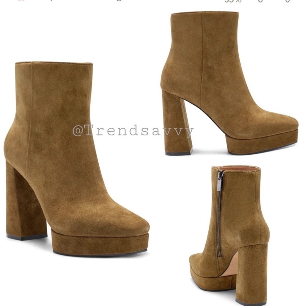 JESSICA SIMPSON Kaiyah Suede Platform Booties Leather… - Gem